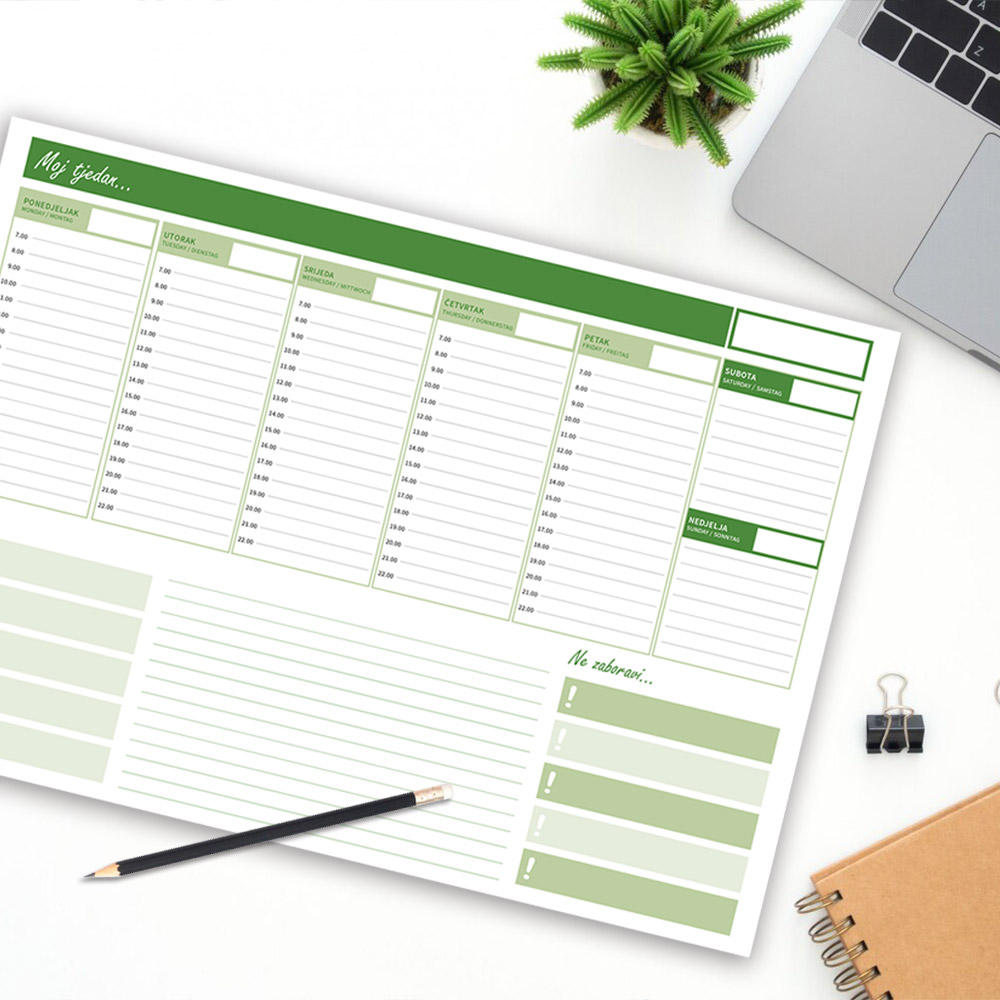 Two-year desk planner with closing flap + ruler with calendar | Damianus